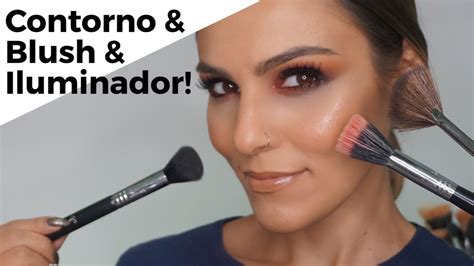 Como Aplicar Blush Contorno e Iluminador MUITO FÁCIL YouTube