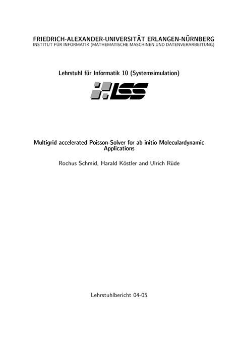 pdf multigrid accelerated poisson solver for ab initio moleculardynamic applications