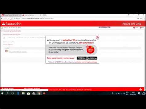 Como Imprimir Fatura Cart Es Santander Atualizado Youtube