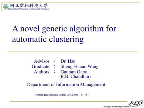 ppt a novel genetic algorithm for automatic clustering powerpoint presentation id 9486343