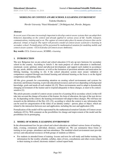 pdf modeling of context aware school e learning environment