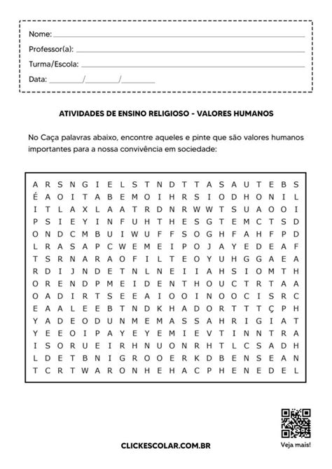 Atividades De Ensino Religioso Sobre Valores Humanos