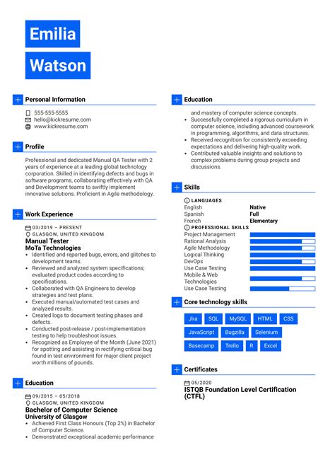 Manual Tester Resume Sample Kickresume