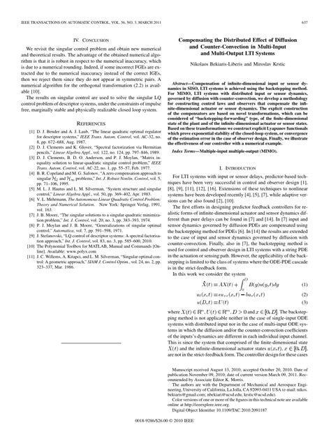 pdf compensating the distributed effect of diffusion and counter convection in multi input and