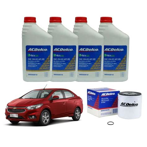 Kit ACDelco Troca Óleo 0w20 Dexos Filtro gm Prisma 2017 19 Submarino