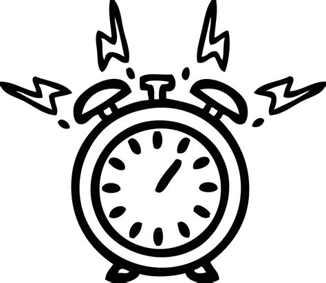 Line Drawing Cartoon Ringing Alarm Clock 10738827 Vector Art At Vecteezy