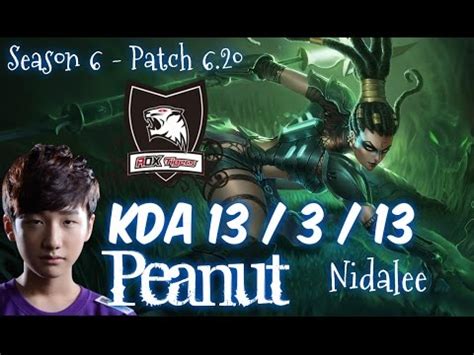 ROX Peanut NIDALEE Vs NUNU Jungle Patch 6 20 NA Ranked League Of