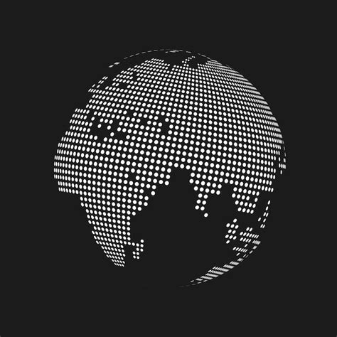 Globo Do Mapa Do Mundo Da Terra 3d Pontilhado Branco Em Fundo Preto