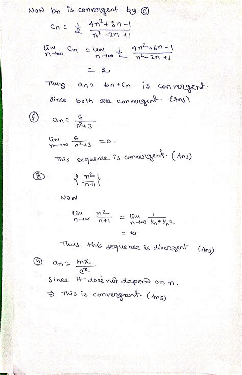 [solved] 1 determine if each sequence is convergent or divergent show course hero