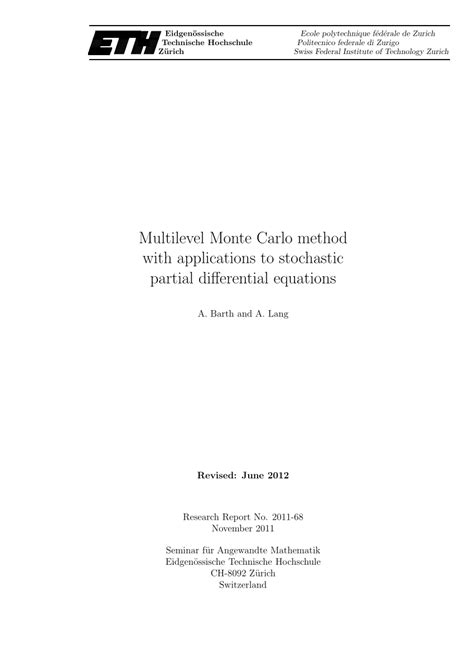 pdf multilevel monte carlo method with applications to stochastic partial differential equations