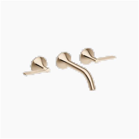 Vaia Champagne Kt Gold Washbasin Faucets Wall Mounted Three Hole