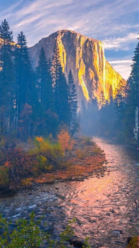 Góry i rzeka Merced River Tapeta na telefon
