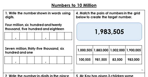 Free Year 6 Numbers To Ten Million Lesson Classroom Secrets