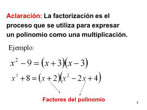 Matemáticas Minillera Factorización de Polinomios