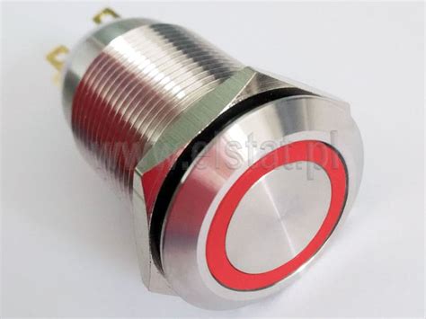 Przełącznik stabilny wandaloodporny podświetlany czerwony ring LED