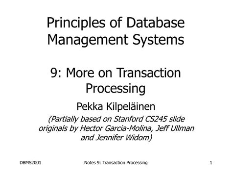 ppt principles of database management systems 9 more on transaction processing powerpoint