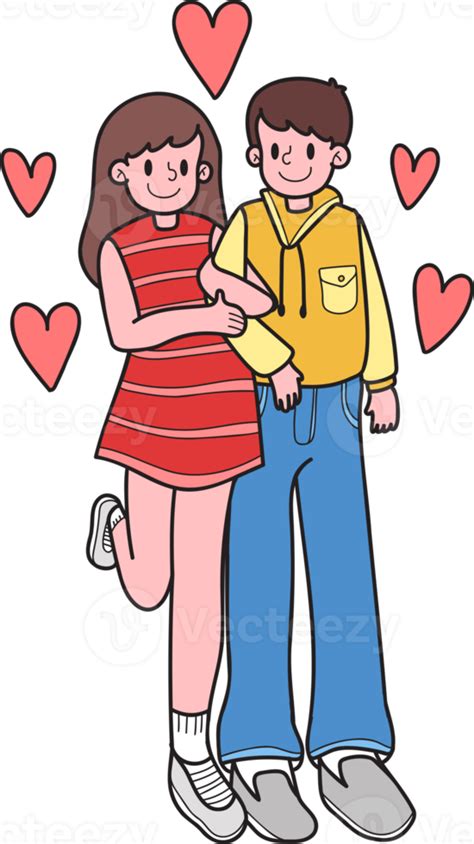 Free Hand Drawn Couple Men And Women Holding Hands Illustration