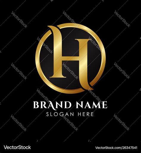 Luxury Letter H Logo Template In Gold Color Royal Vector Image