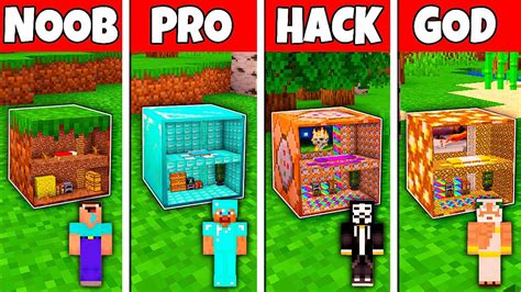 Minecraft Battle NOOB Vs PRO Vs HACKER Vs GOD INSIDE BLOCK BASE HOUSE