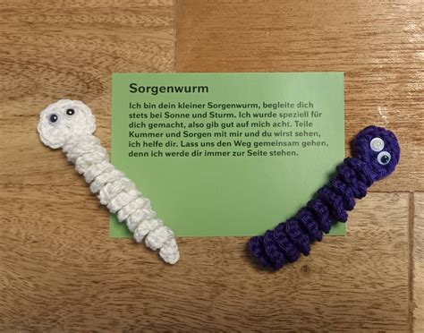 Sorgenwurm Worry Worms Geschenk Mitbringsel Give Away Etsy De