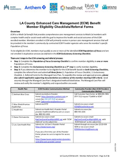 Fillable Online L A County Enhanced Care Management ECM Benefit