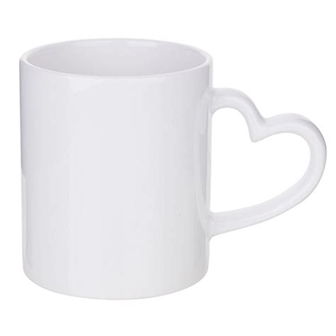 Caneca de Cerâmica Branca Alça Coração Branca para Sublimação