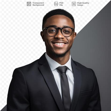 Premium PSD A Man Wearing Glasses And A Suit With A Black Tie