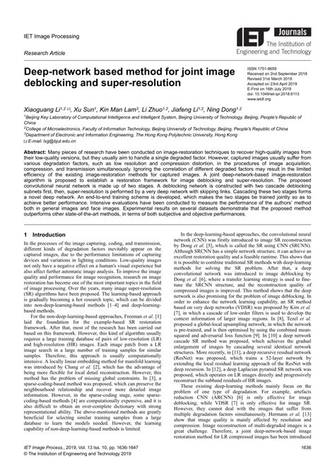 a deep network based method for joint image deblocking and super resolution request pdf