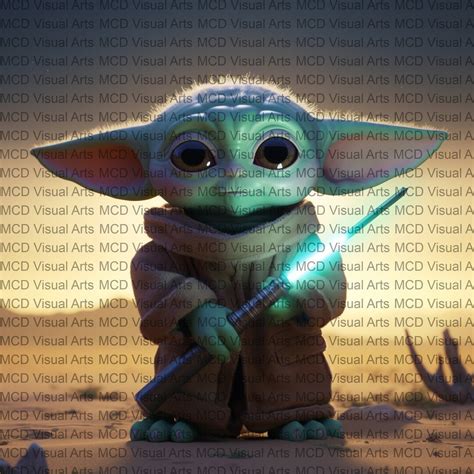 Baby Yoda Holding Lightsaber PNG File Etsy