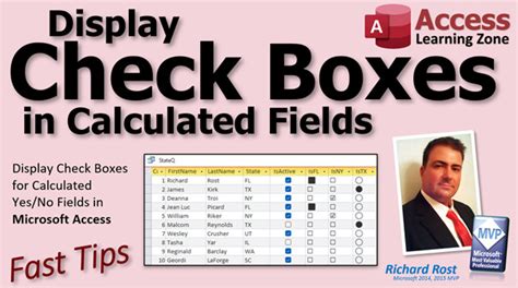 Check Boxes In Calculated Fields In Microsoft Access