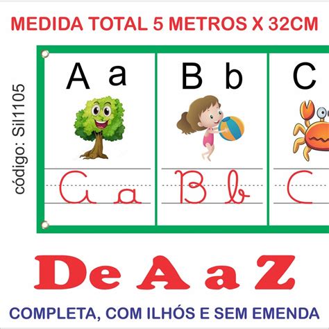 Faixa Banner Alfabeto Ilustrado Caligrafia 4 Formas 5 Mts Shopee