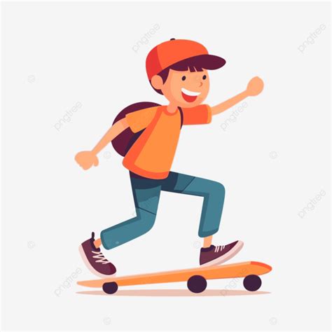 Mover Clipart Niño En Patineta Diseño De Personajes Dibujos Animados