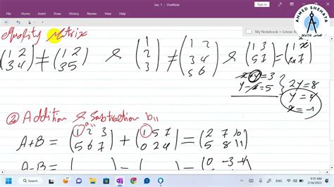 linear algebra lec 1 properties of matrices youtube