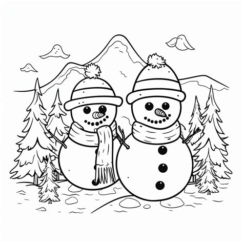 Schneemänner Ausmalbild kostenlos herunterladen