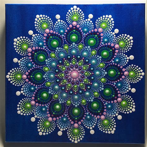 Hand Painted Mandala On Canvas Meditation Mandala Dot Art On Etsy