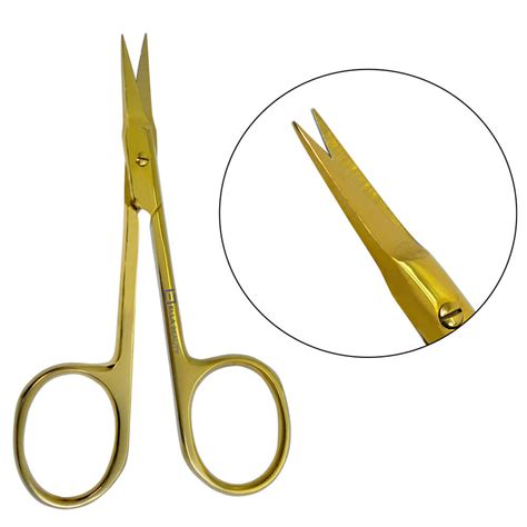 Tesoura Ella Beauty Sobrancelha Ponta Reta Gold MaxxMania