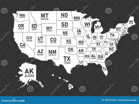 Usa Map With State Names And Abbreviations