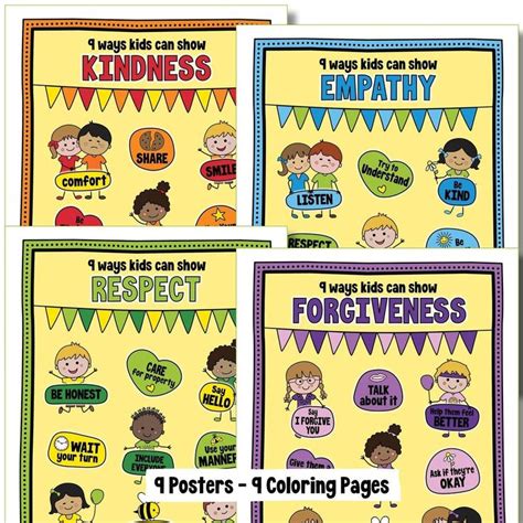 CHARACTER TRAITS POSTERS COLORING PAGES For Grade Two Three Four