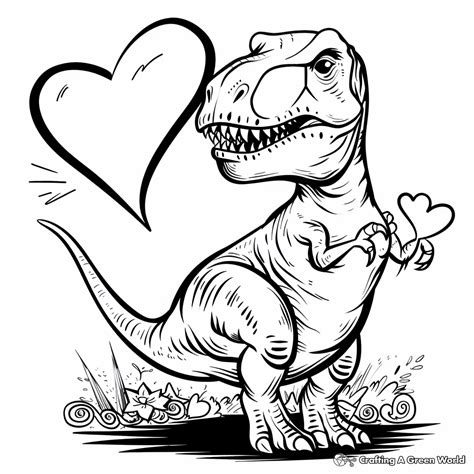 Dinosaur Valentine Coloring Pages Free Printable