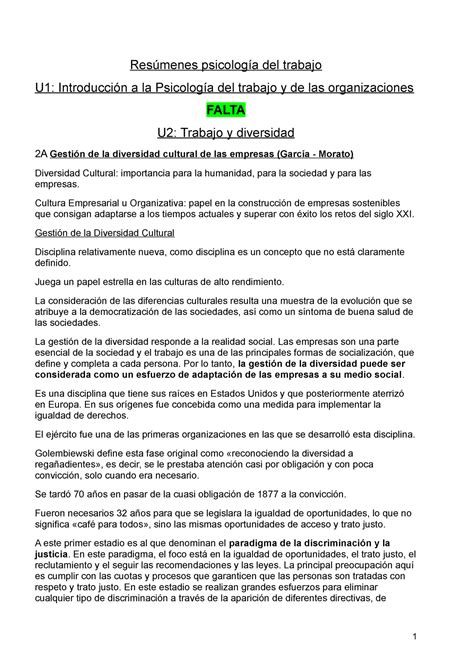 Resumen Psico Del Trabajo Parcial Res Menes Psicolog A Del