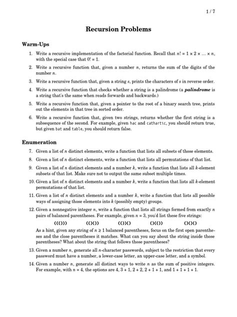recursion problems pdf function mathematics dynamic programming