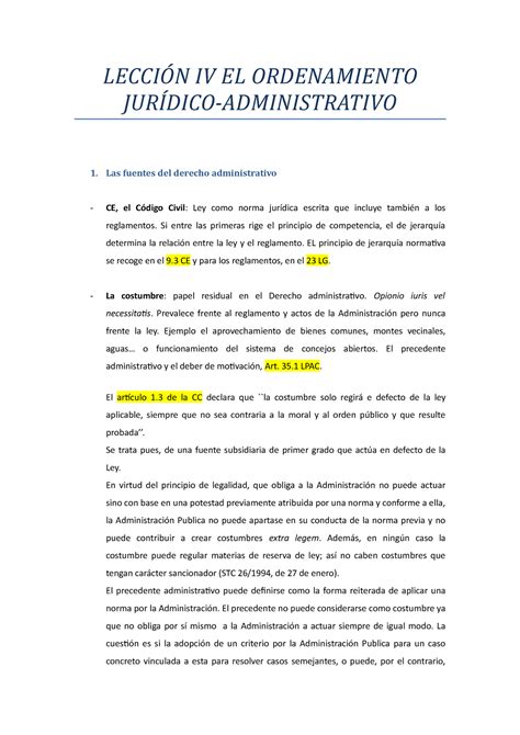 Ordenamiento juridico Administrativo LECCIÓN IV EL ORDENAMIENTO