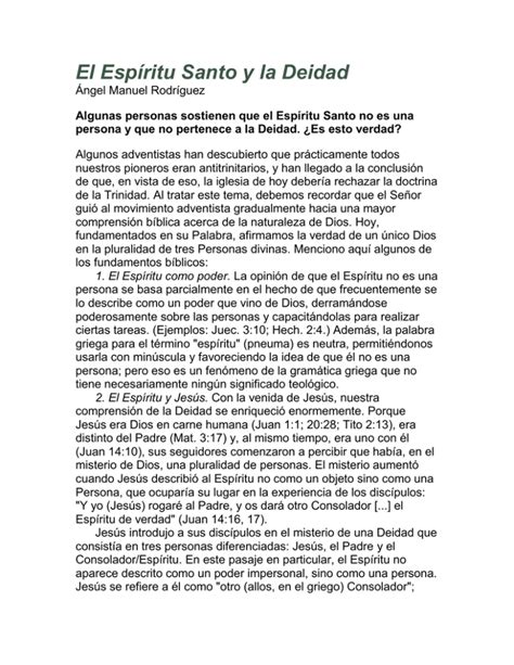 El Espíritu Santo y la Deidad