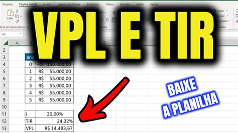 Como calcular o VPL e a TIR no Excel Passo a passo fácil e simples