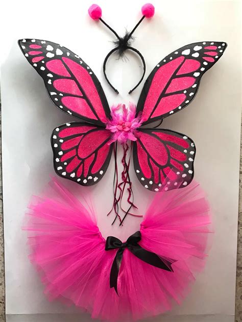 Disfraz De Mariposa Monarca Rosa Alas Tutu Para Bebe 1a3años 799 00