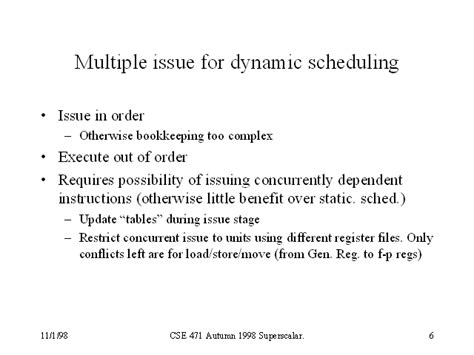multiple issue for dynamic scheduling