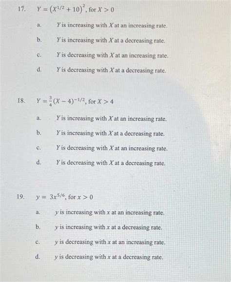 solved 17 y x1 2 10 2 for x 0 a y is increasing with x