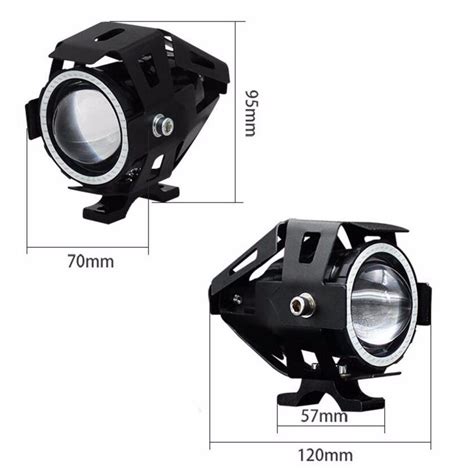 Farol De Milha Moto Angel Eyes Branco U Grande Par Universal Auxiliar