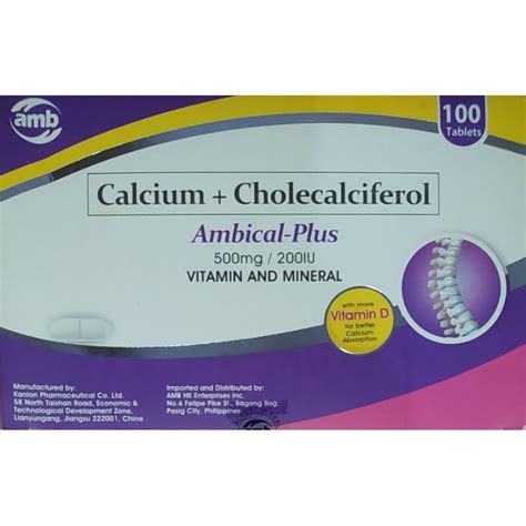 AMBICAL PLUS Calcium Cholecalciferol Vit D3 500mg 200IU Tablet