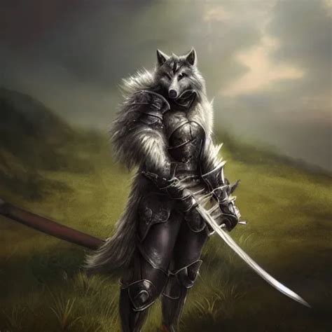 Anthropomorphic Wolf Knight Wearing Fantasy Armor Stable Diffusion